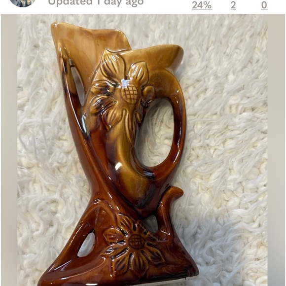 Art | Fluted Vase Brown Rust Ceramic Vase Norleans Japan Home Decor ...